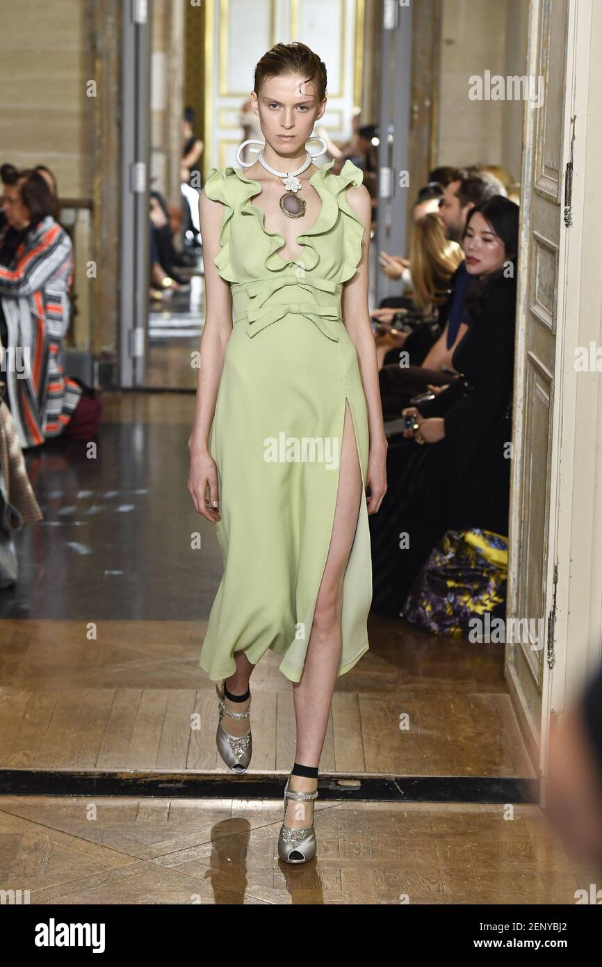 Model Emily Driver walking on the runway during the Giambattista Valli ...