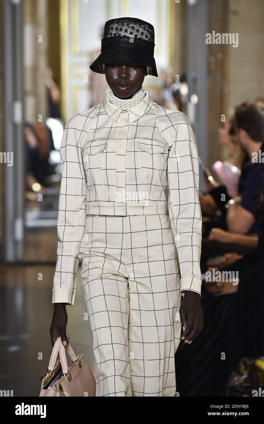 Model Ajok walking on the runway during the Giambattista Valli Ready to ...