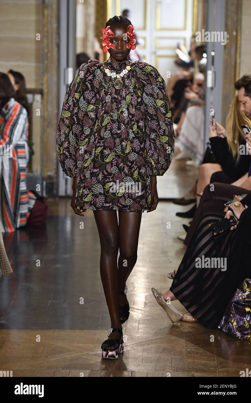 Model Agi Akur walking on the runway during the Giambattista Valli ...