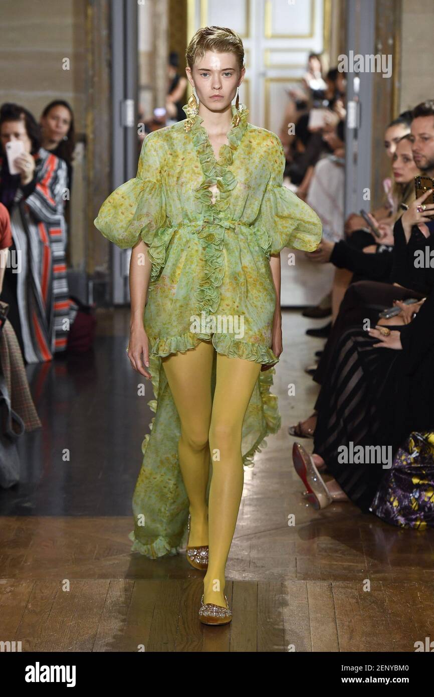 Model Maike Inga walking on the runway during the Giambattista Valli ...