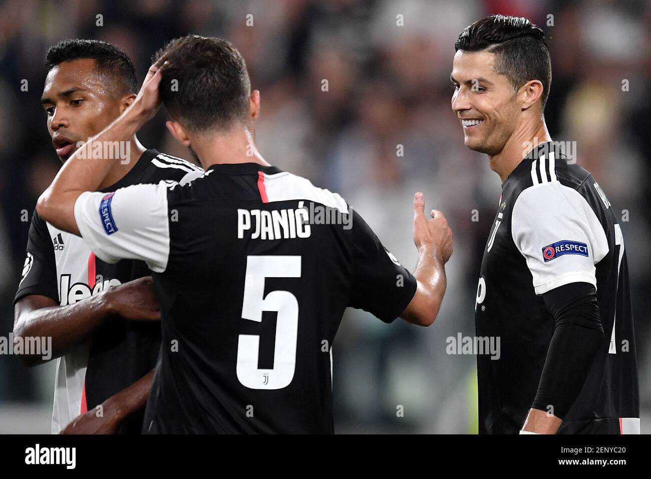 Cristiano Ronaldo of Juventus celebrates with Miralem Pjanic after ...