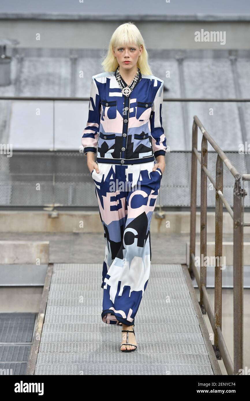 Model Marjan Jonkman walking on the runway during the Chanel Spring ...