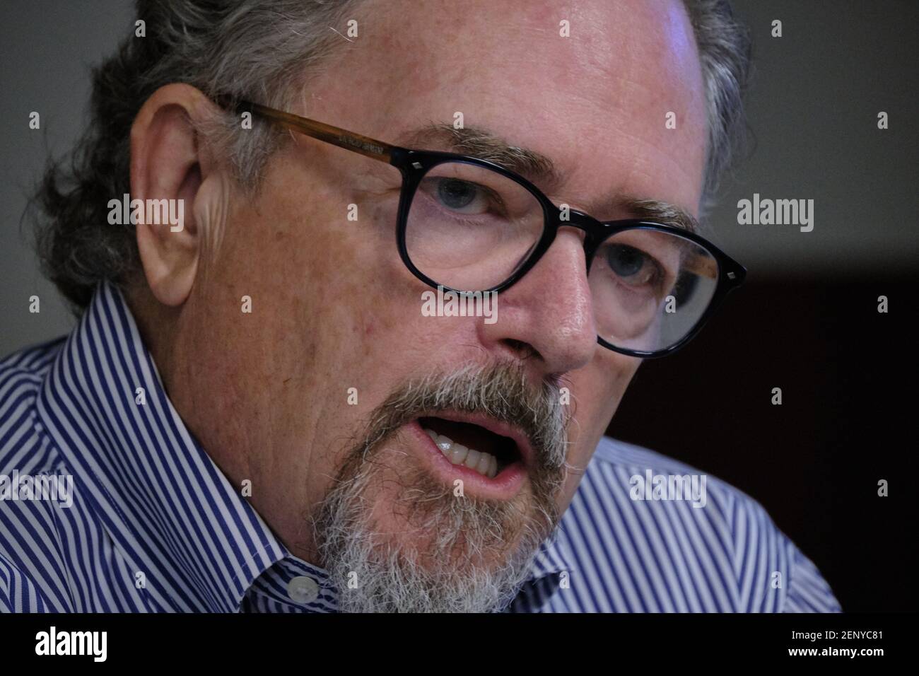 Pebble Partnership CEO Tom Collier speaks to reporters in Anchorage ...