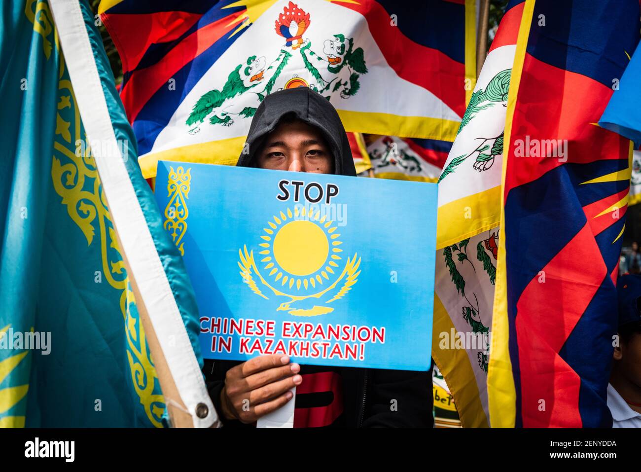 Protestors from East Turkistan, Tibet, Taiwan, Hong Kong, South ...