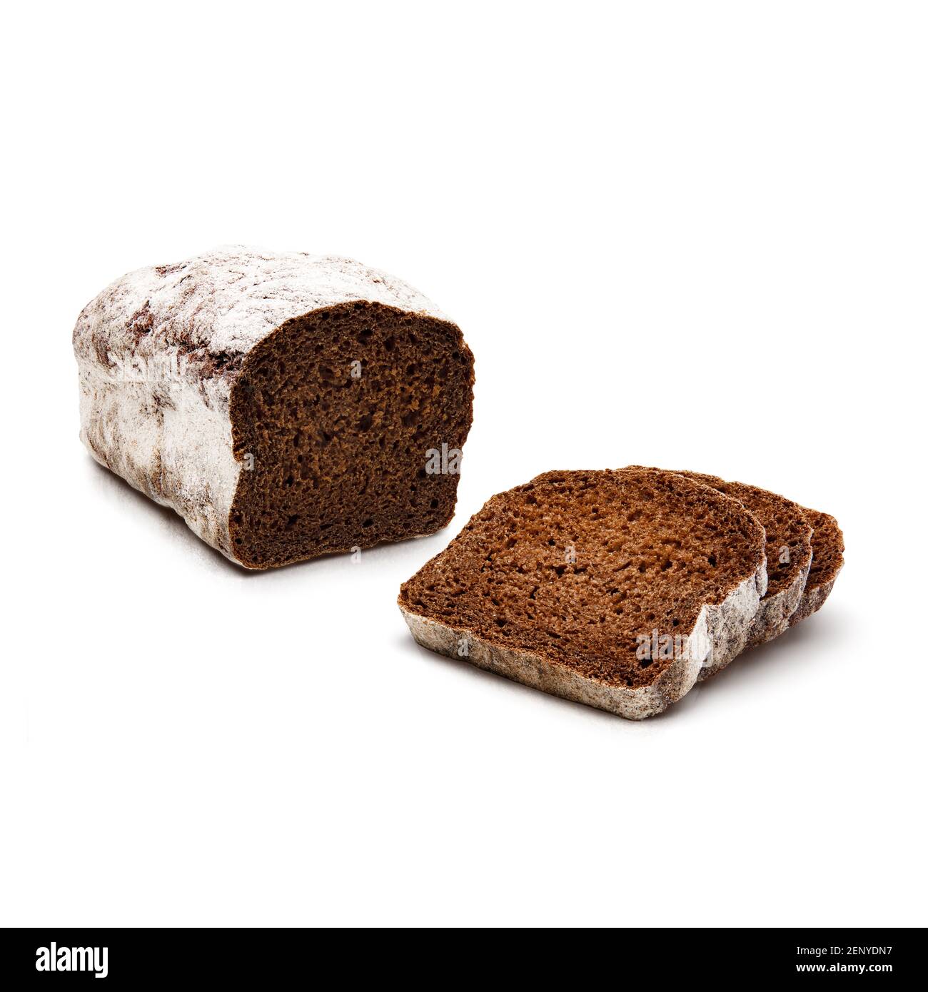 Rye baked bread slice. Isolated on white background Stock Photo - Alamy