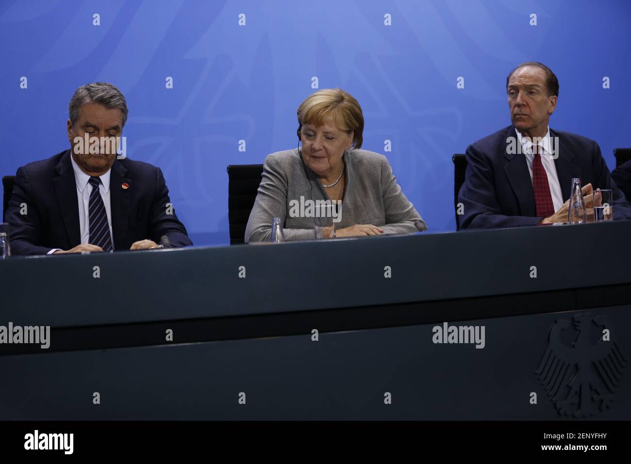 Chancellor Angela Merkel at the press conference in the Federal Chancellery. The photo shows the ...