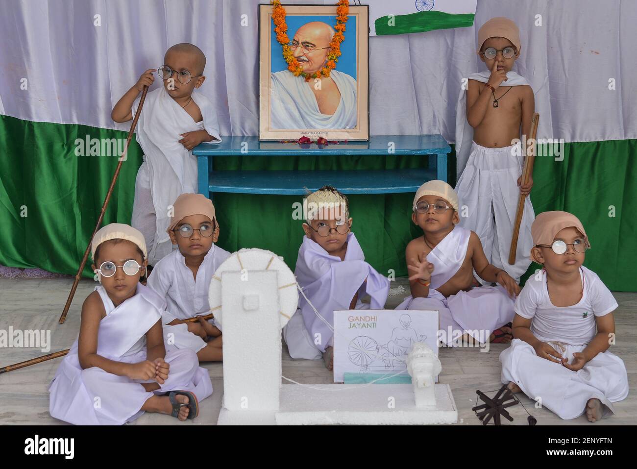 Children dressed up as Mahatma Gandhi for Mahatma Gandhi 150th birth ...