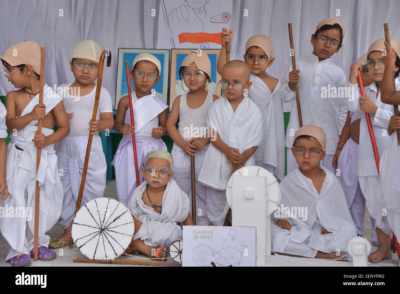 Children dressed up as Mahatma Gandhi for Mahatma Gandhi 150th birth ...
