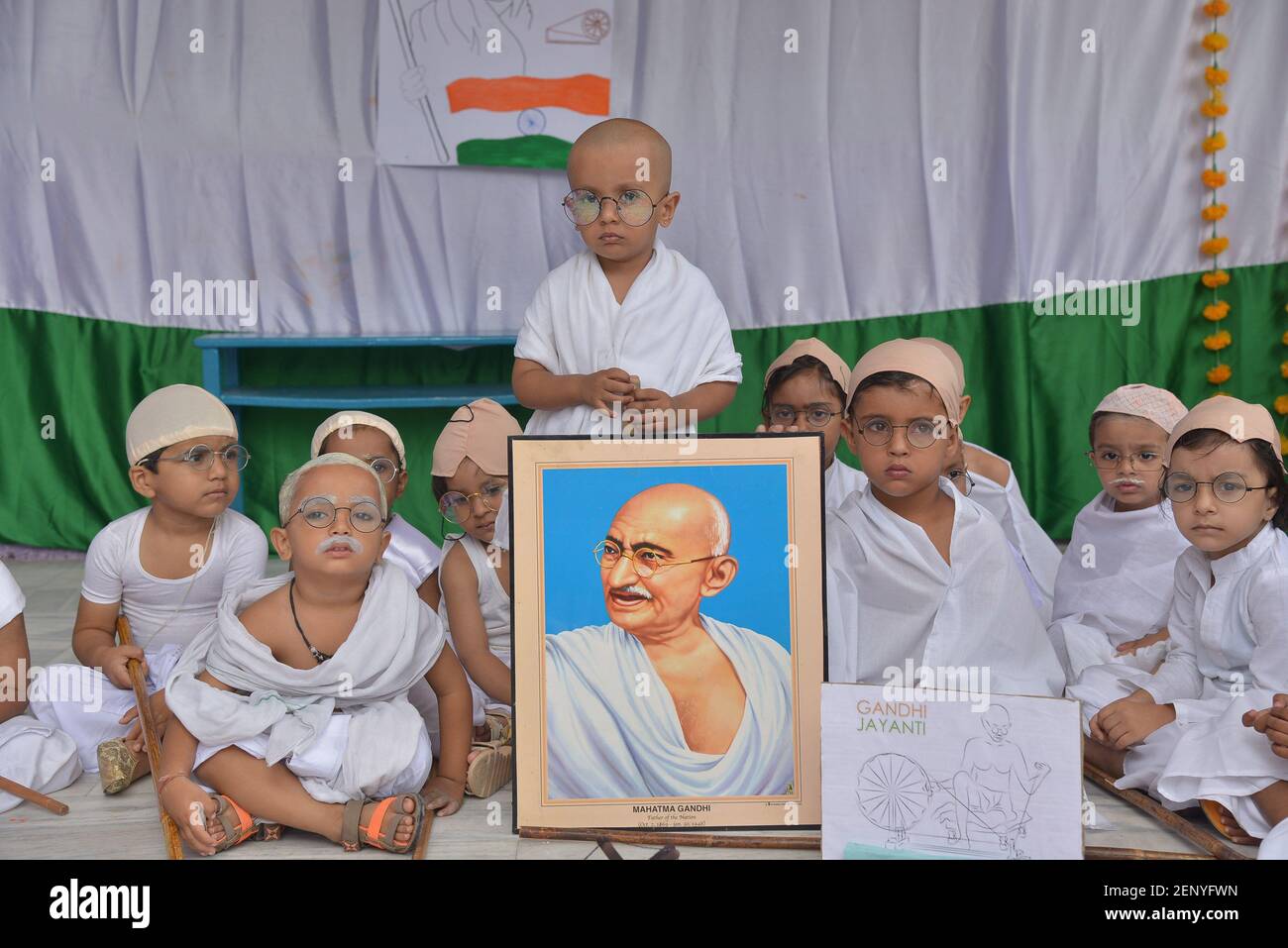 Children dressed up as Mahatma Gandhi for Mahatma Gandhi 150th birth ...