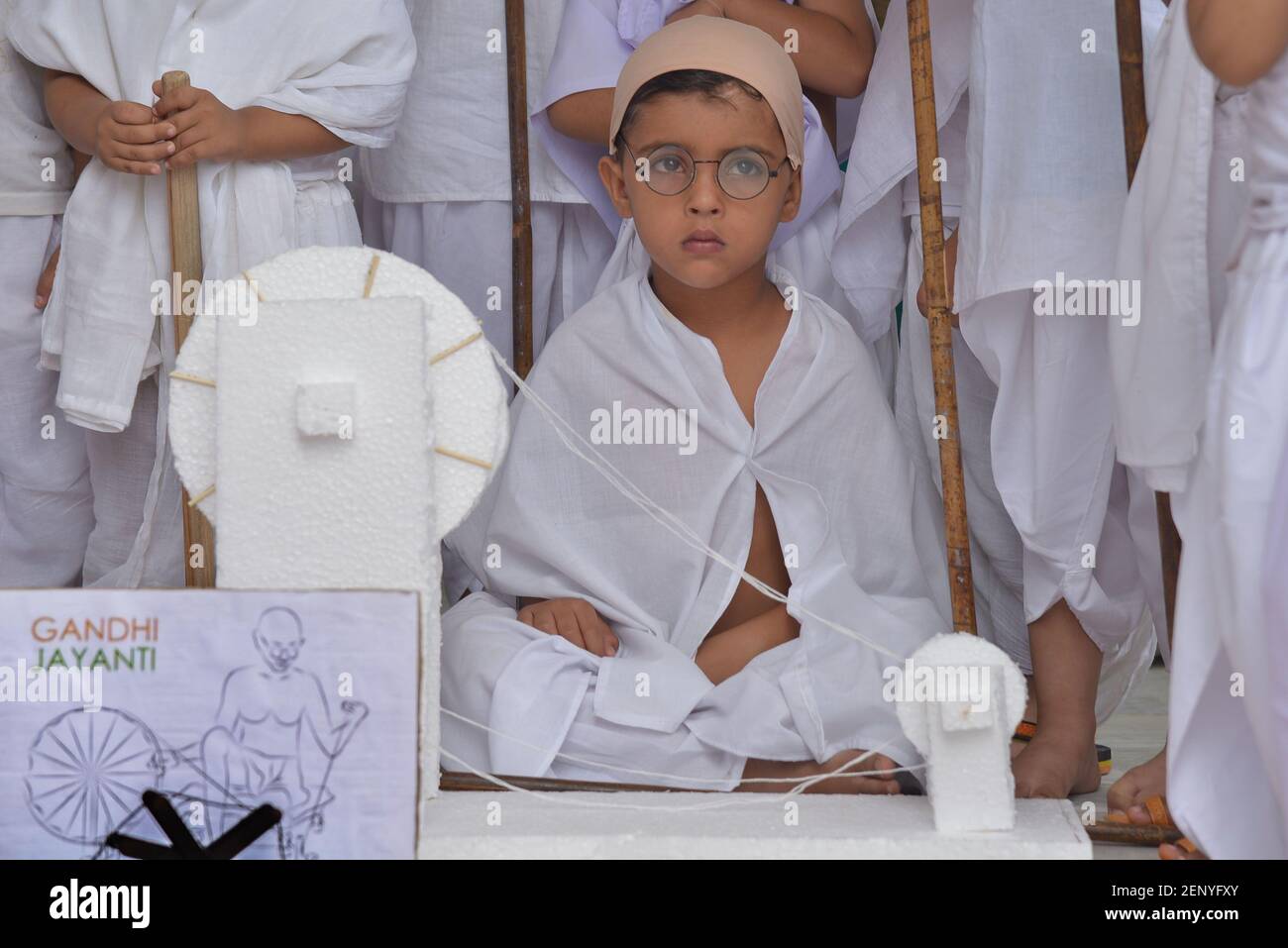 Children dressed up as Mahatma Gandhi for Mahatma Gandhi 150th birth ...