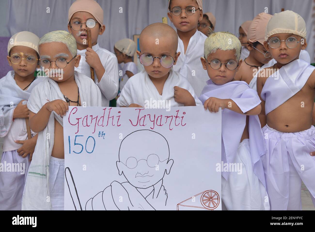 Children dressed up as Mahatma Gandhi for Mahatma Gandhi 150th birth ...