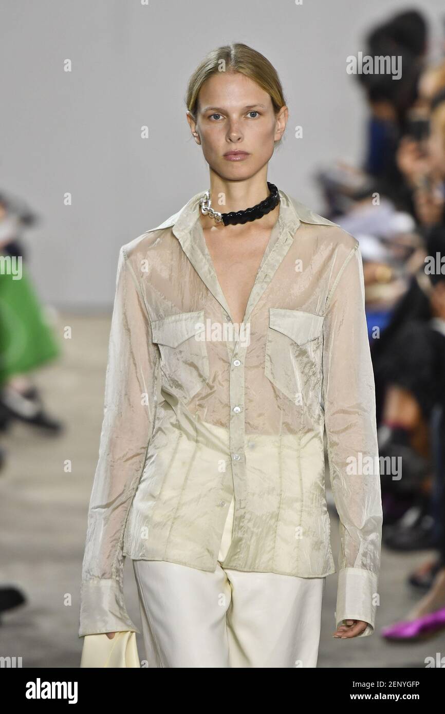 Model Lina Berg walking on the runway during the Kwaidan Editions Ready ...