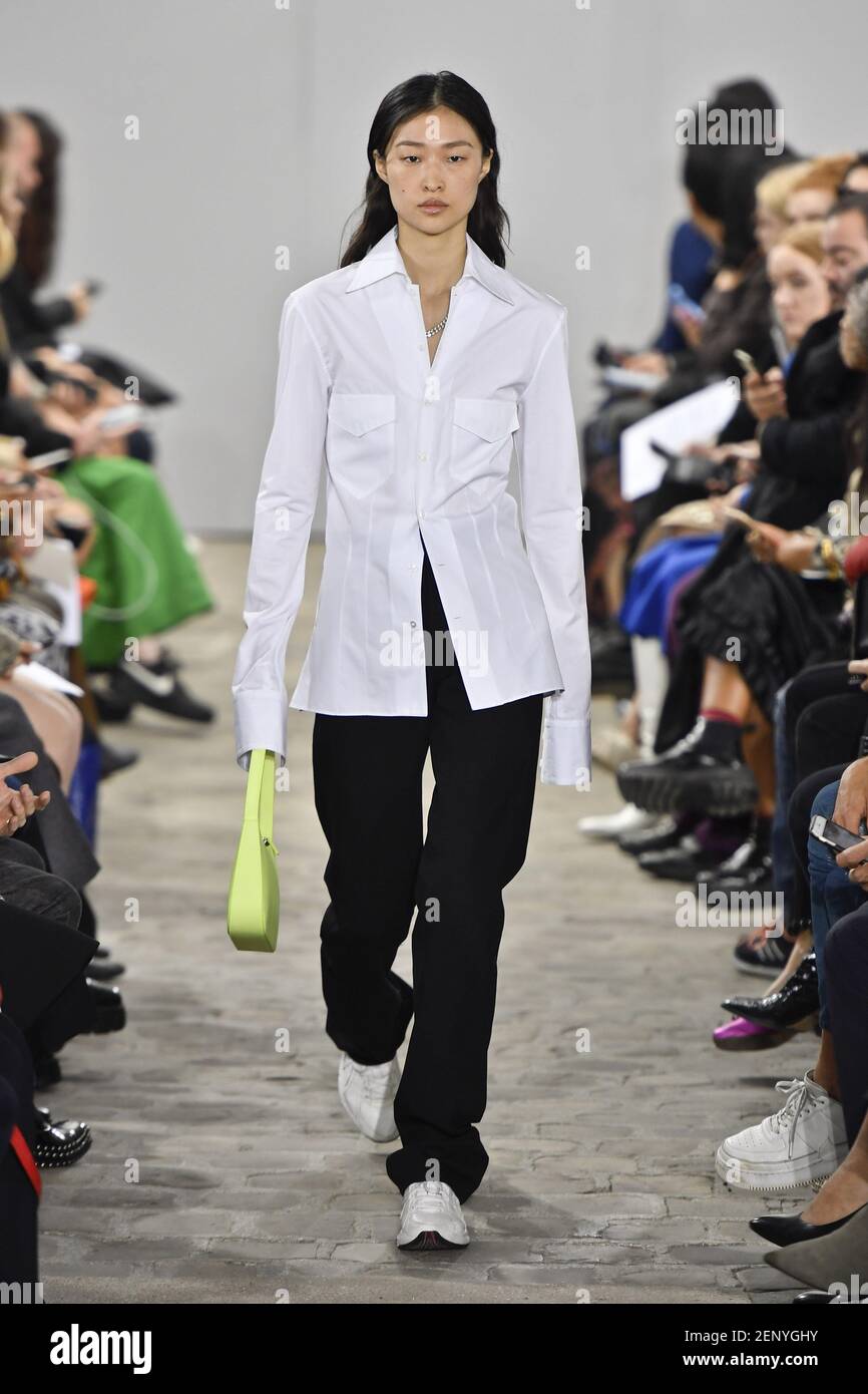 Model Chu Wong walking on the runway during the Kwaidan Editions Ready ...