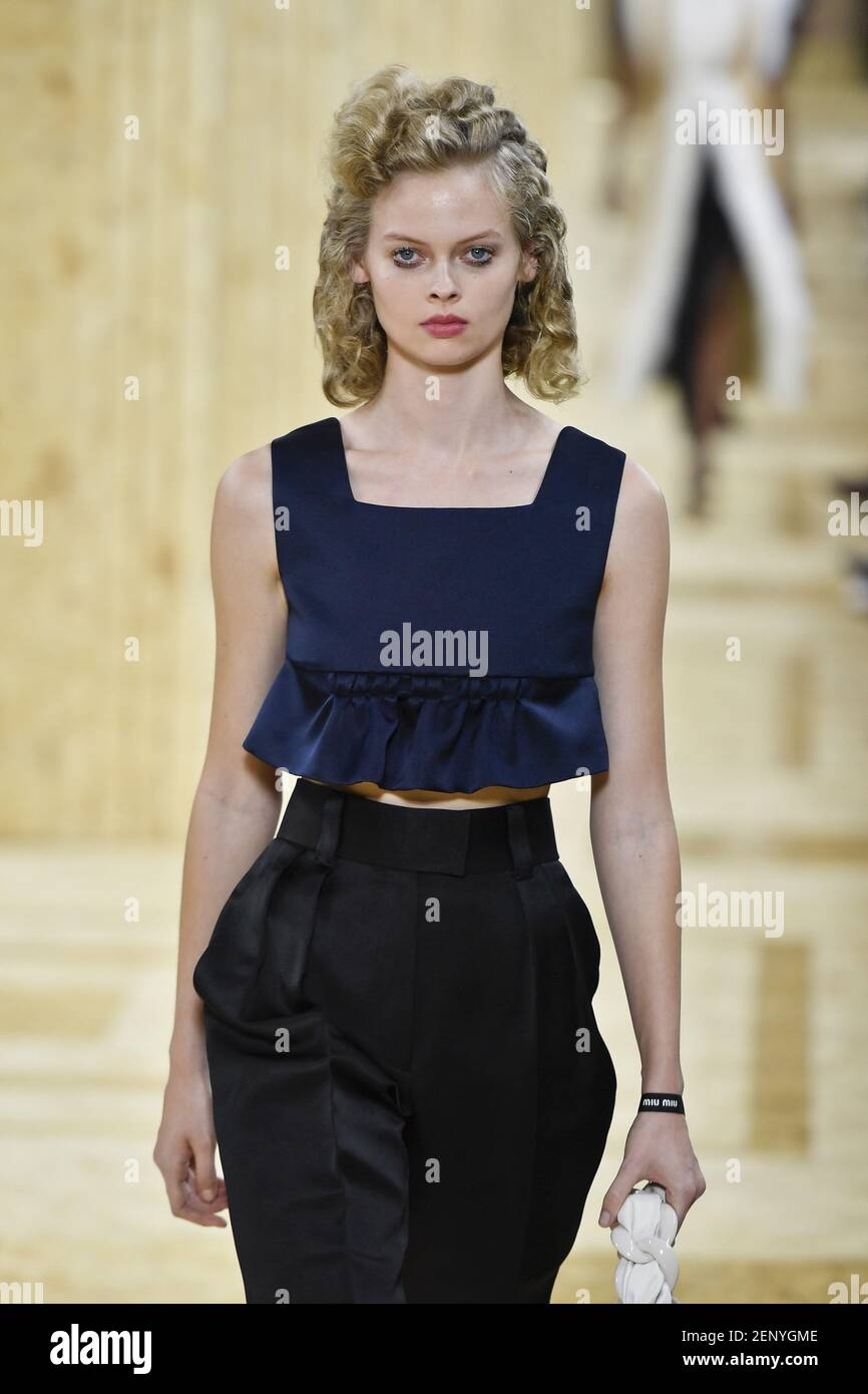 Model Magson walking on the runway during the Miu Miu Ready to Wear ...