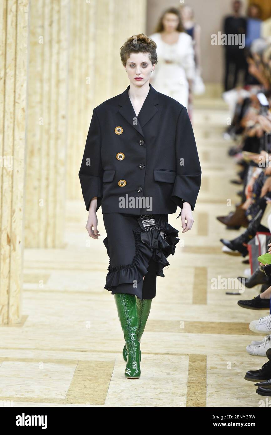 Model Bo Gebruers walking on the runway during the Miu Miu Ready to ...