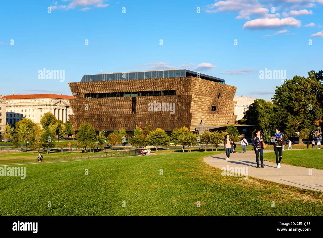 The exterior of the Smithsonian Museum of African American History and ...