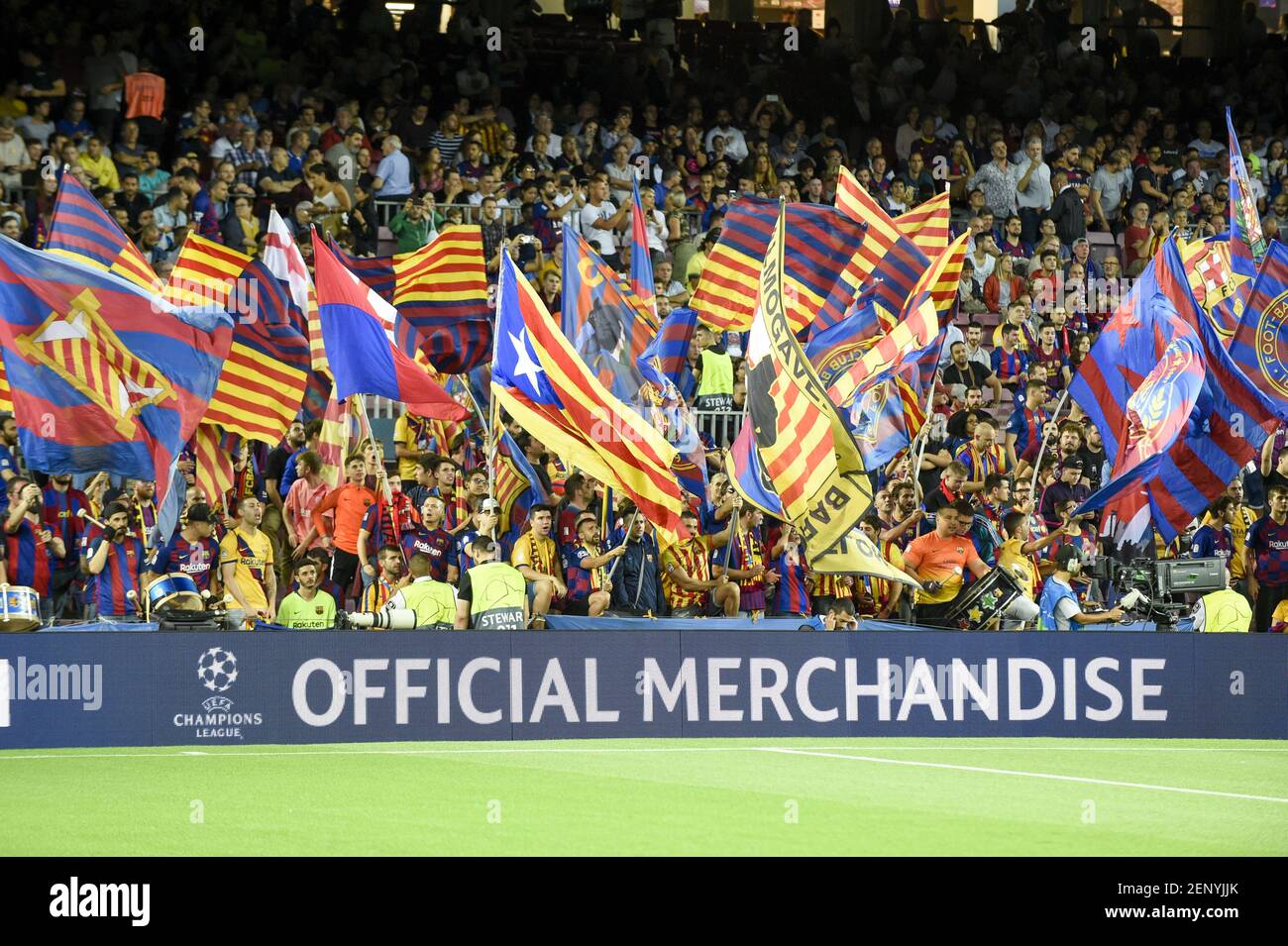Barcelona fans with the flags during the UEFA Champions League match ...