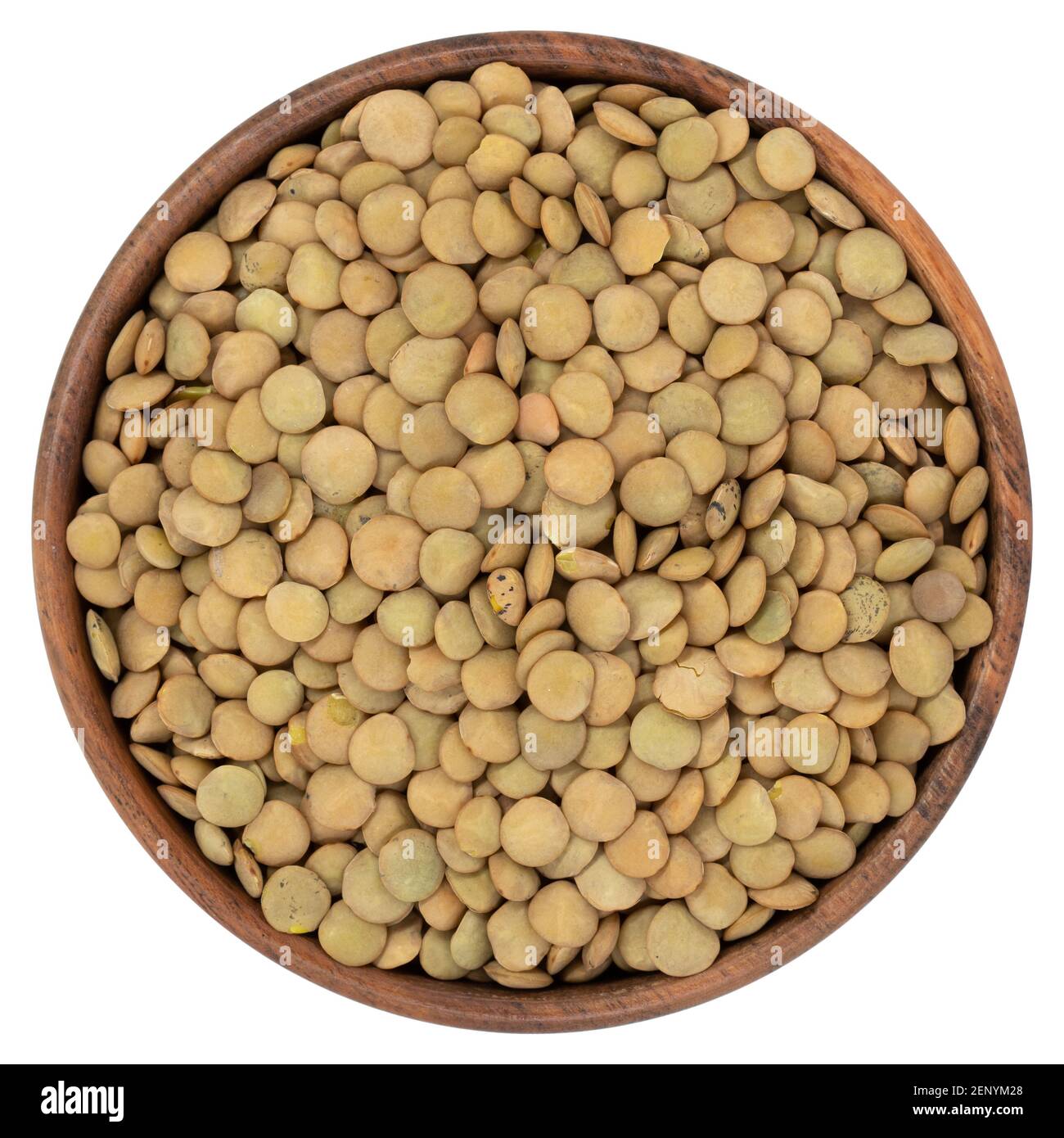 Lentils in wooden bowl isolated on white background with clipping path ...