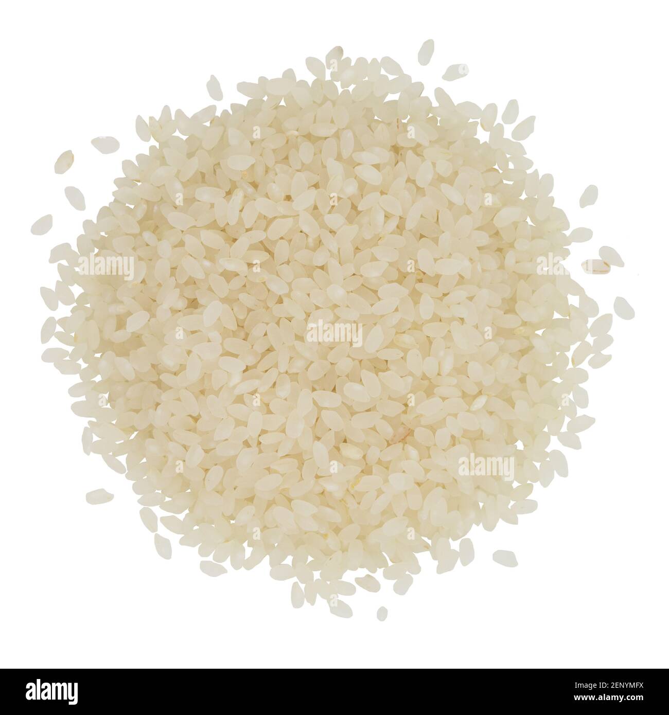 Top view of round rice isolated on white background Stock Photo - Alamy