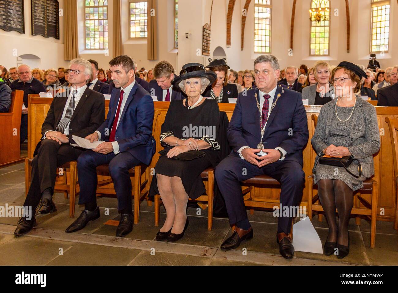 Princess Beatrix during the memorial meeting in the Oude Kerk in Putten ...