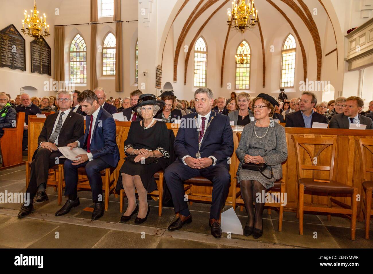 Princess Beatrix during the memorial meeting in the Oude Kerk in Putten ...