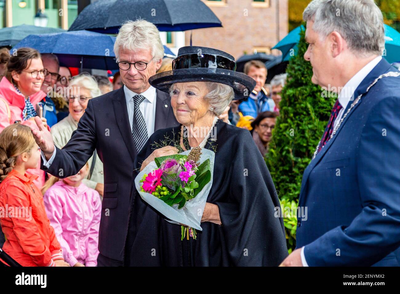 Princess Beatrix during the memorial meeting in the Oude Kerk in Putten ...