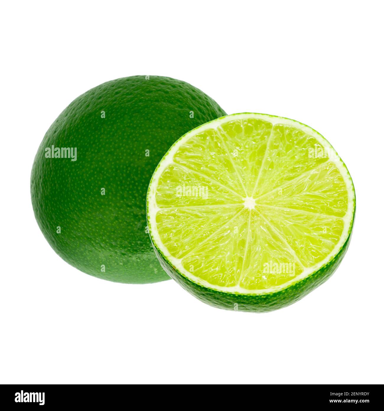 Fresh lime and slice, Isolated on white background Stock Photo - Alamy
