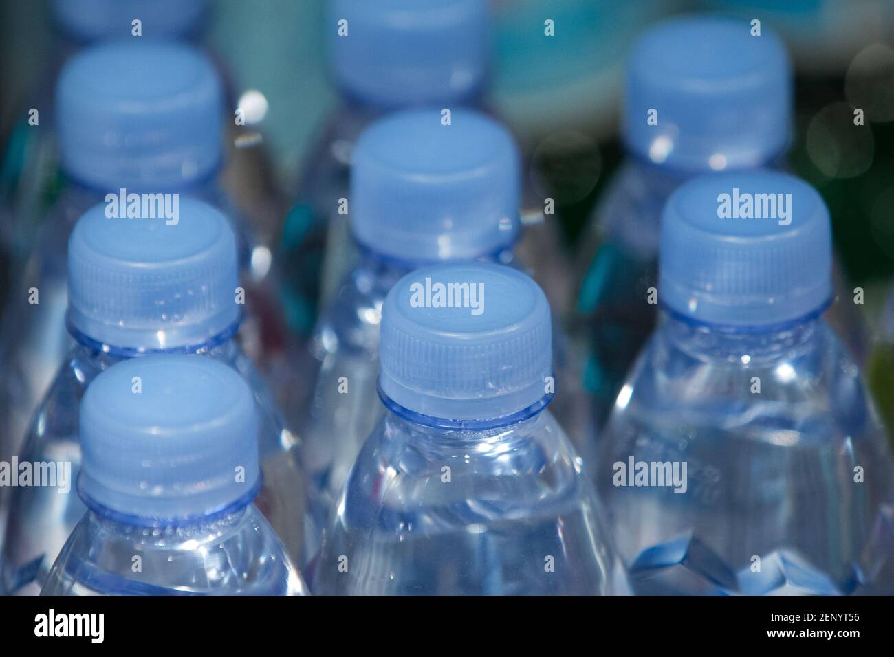 Plastic bottles made of polyester seen at Rohsska Museum in Gothenburg ...