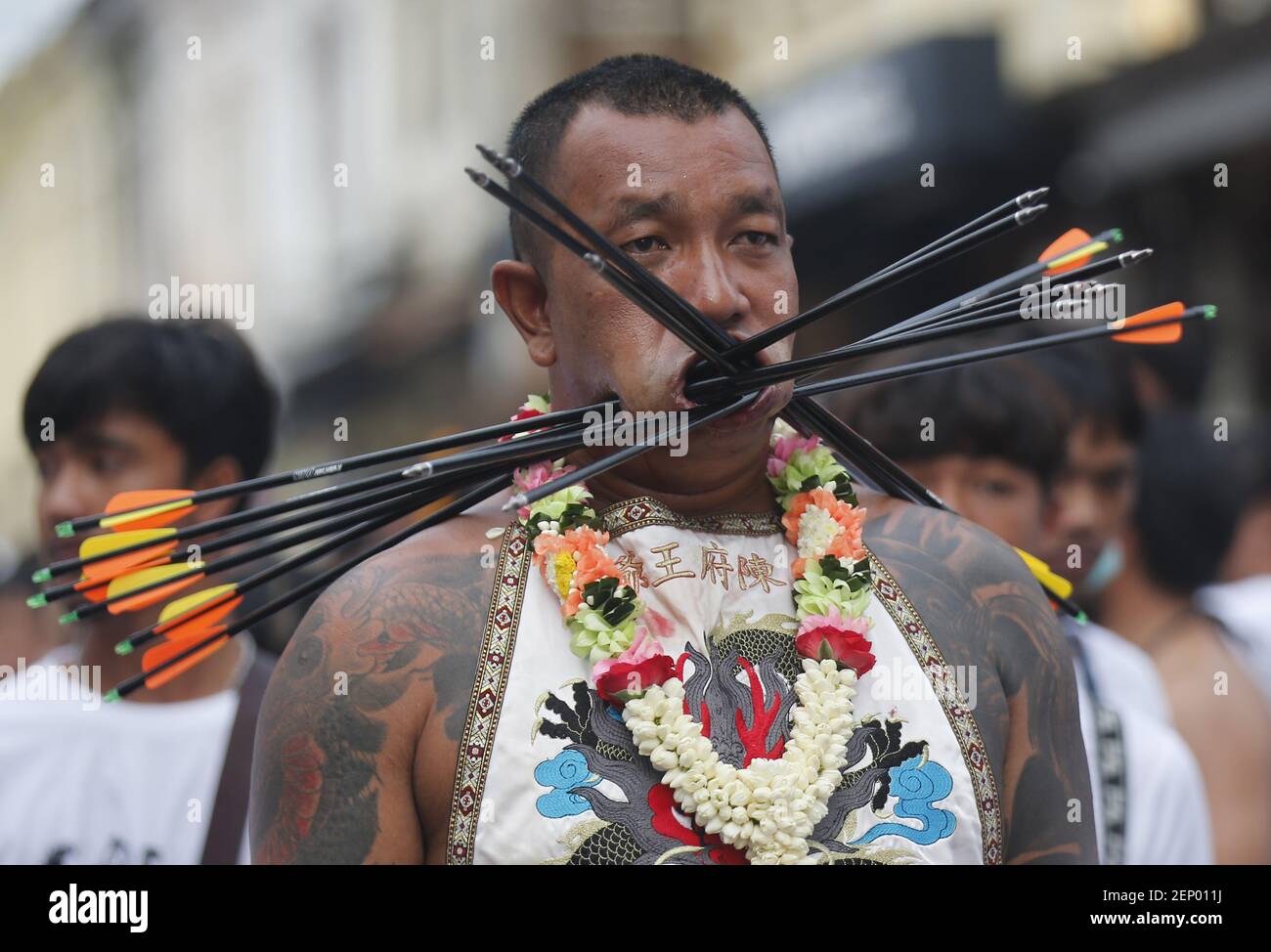 (EDITORS NOTE: Image contains graphic content.) A devotee of the ...