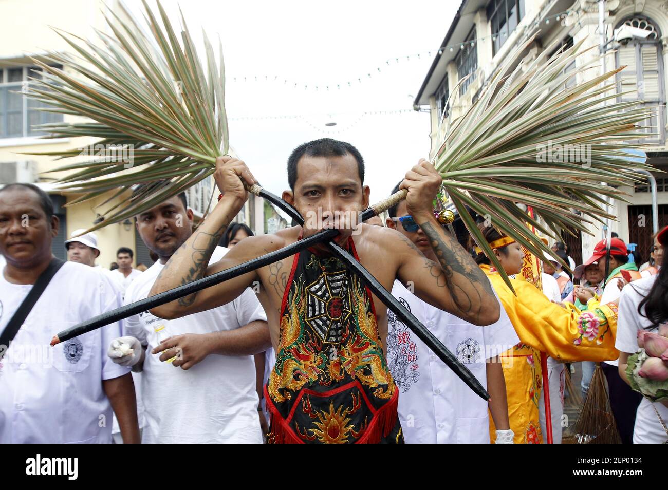 (EDITORS NOTE: Image contains graphic content.) A devotee of the ...