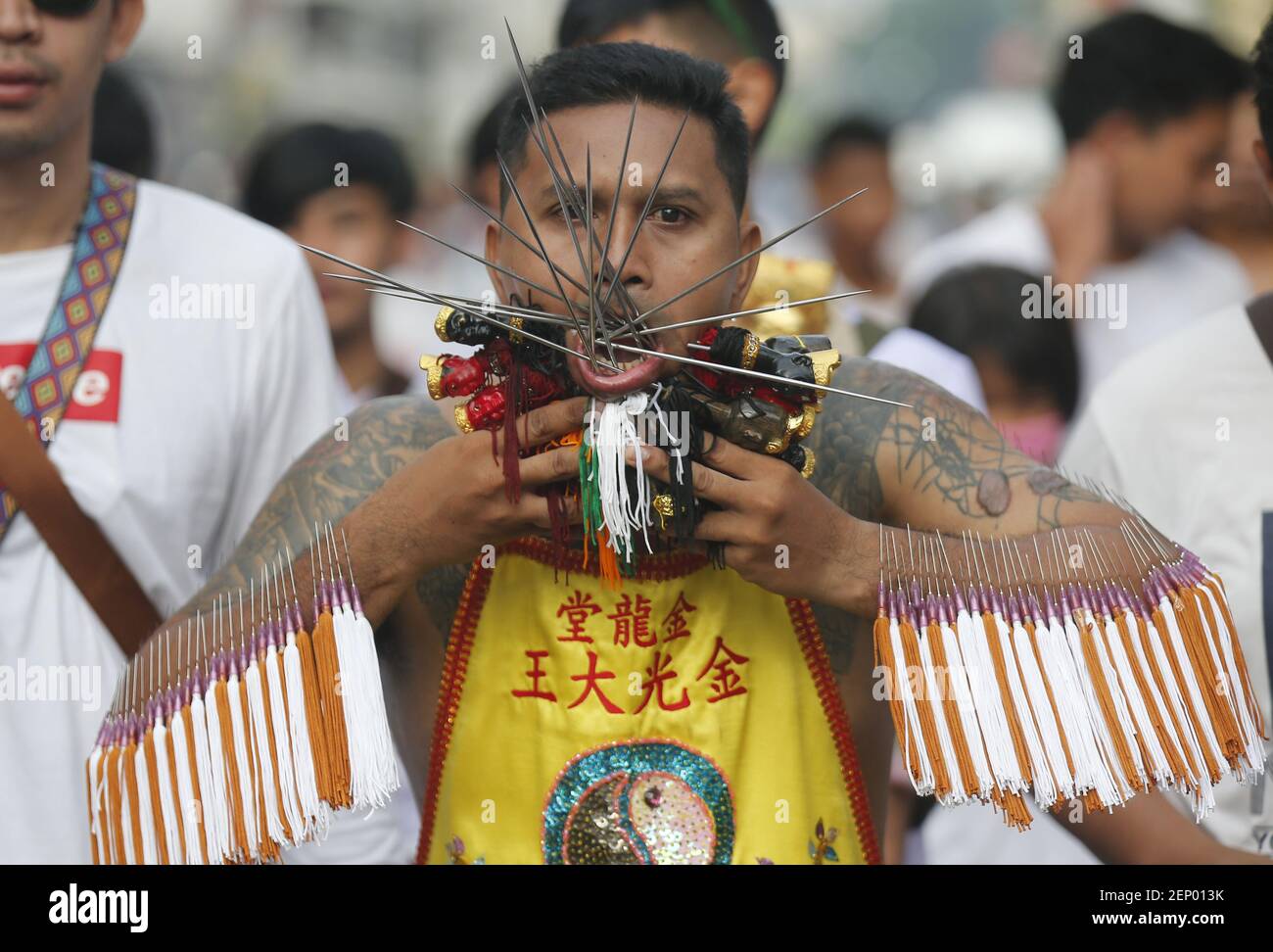 (EDITORS NOTE: Image contains graphic content.) A devotee of the ...