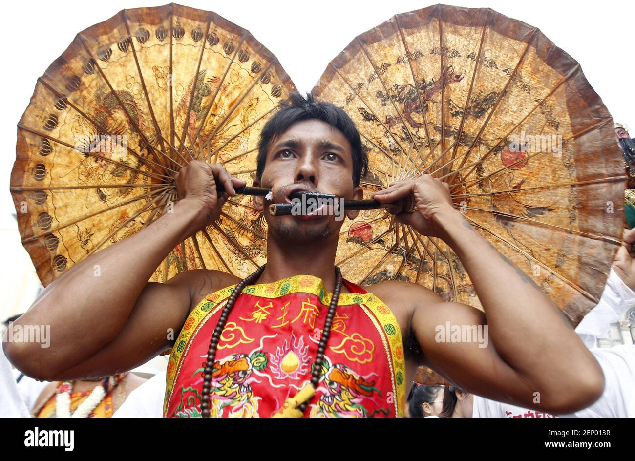 (EDITORS NOTE: Image contains graphic content.) A devotee of the ...