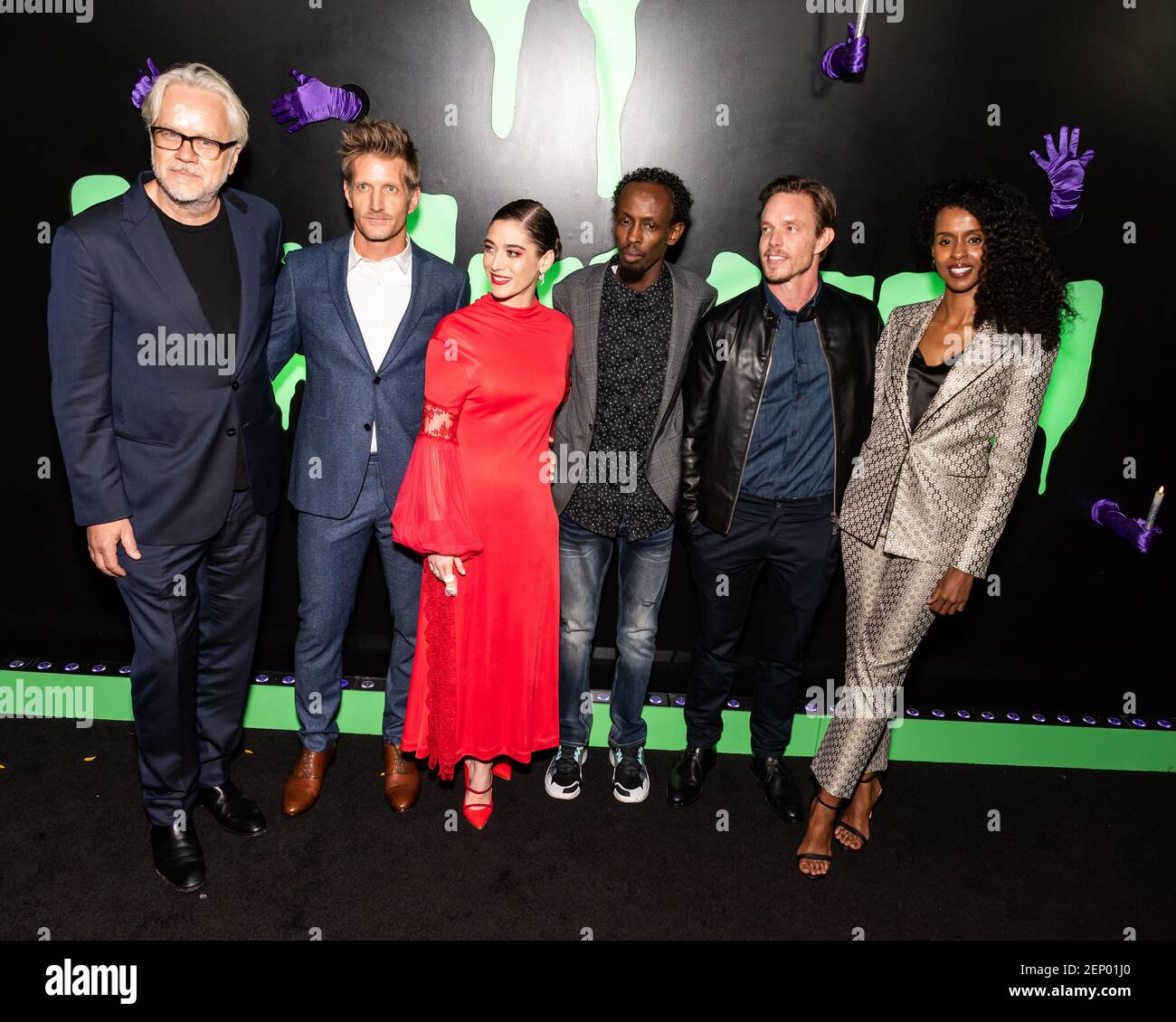 (L-R)- The cast of "Castle Rock, Tim Robbins, Paul Sparks, Lizzy Caplan ...