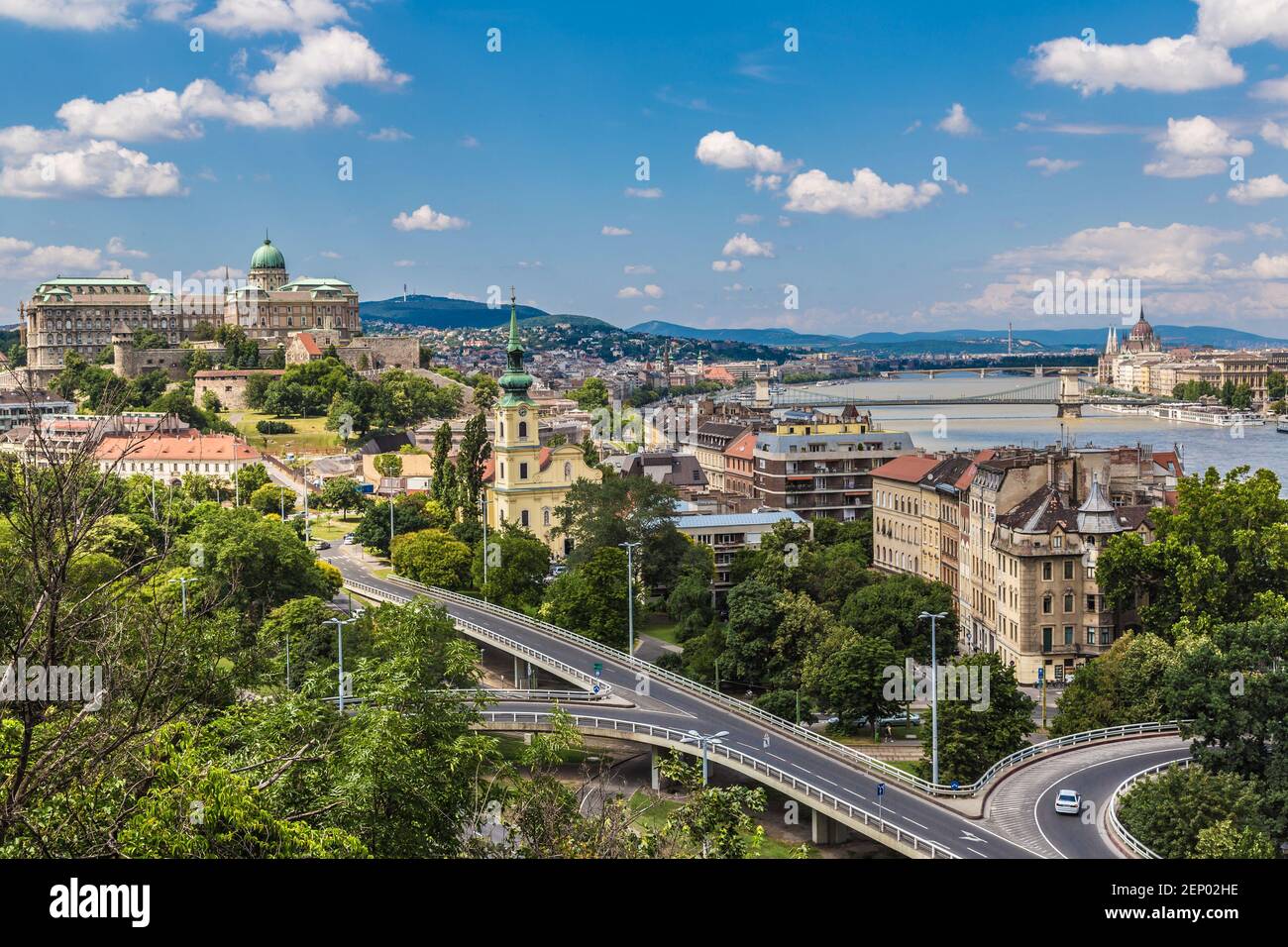 View of Buda side of Budapest with the Buda Castle, St. Matthias and ...