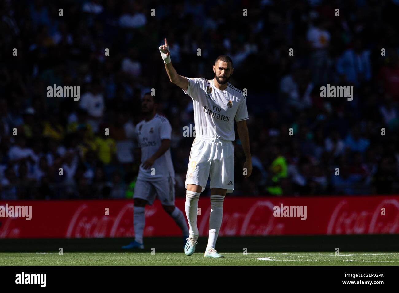 Karim Benzema of Real Madrid celebrating after scoring (Photo by ...