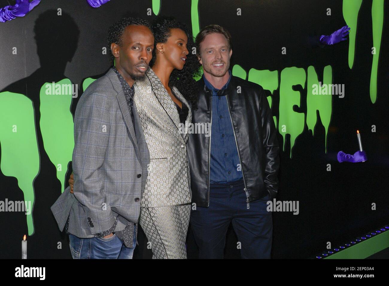 Barkhad Abdi, Yusra Warsama and Matthew Alan attend the Huluween ...