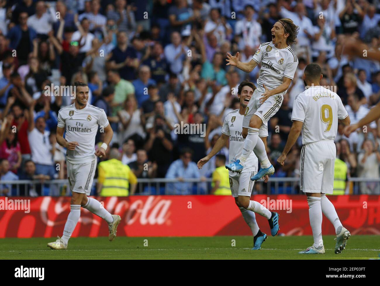 Real Madrid CF's Luka Modric celebrates after scoring a goal during the ...