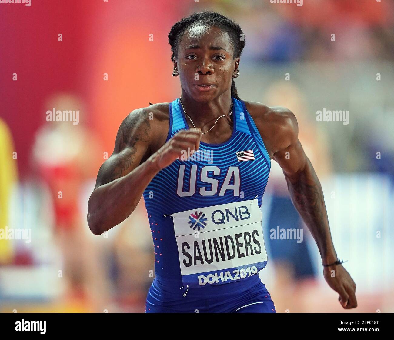 Sha'keela Saunders of United States competing in long jump for women ...