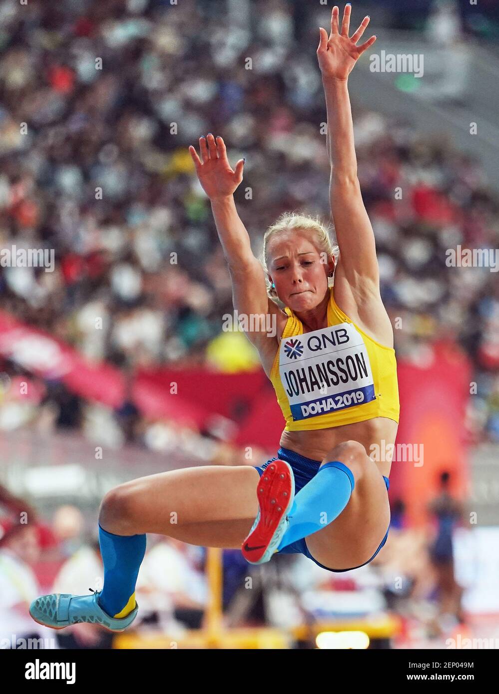 Tilde Johansson of Sweden competing in long jump for women during the ...