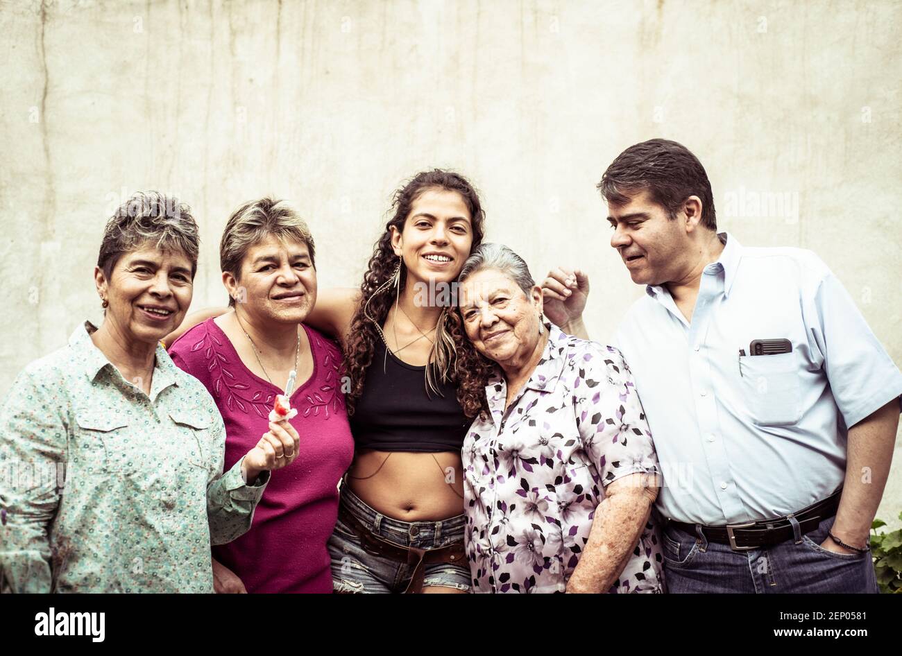 Generations of happy Mexican family in summer Stock Photo - Alamy