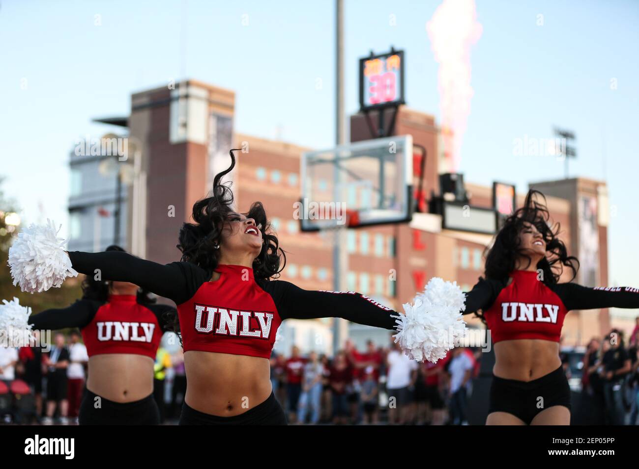 October 5, 2019: Members of the cheer team perform for the crowd during ...