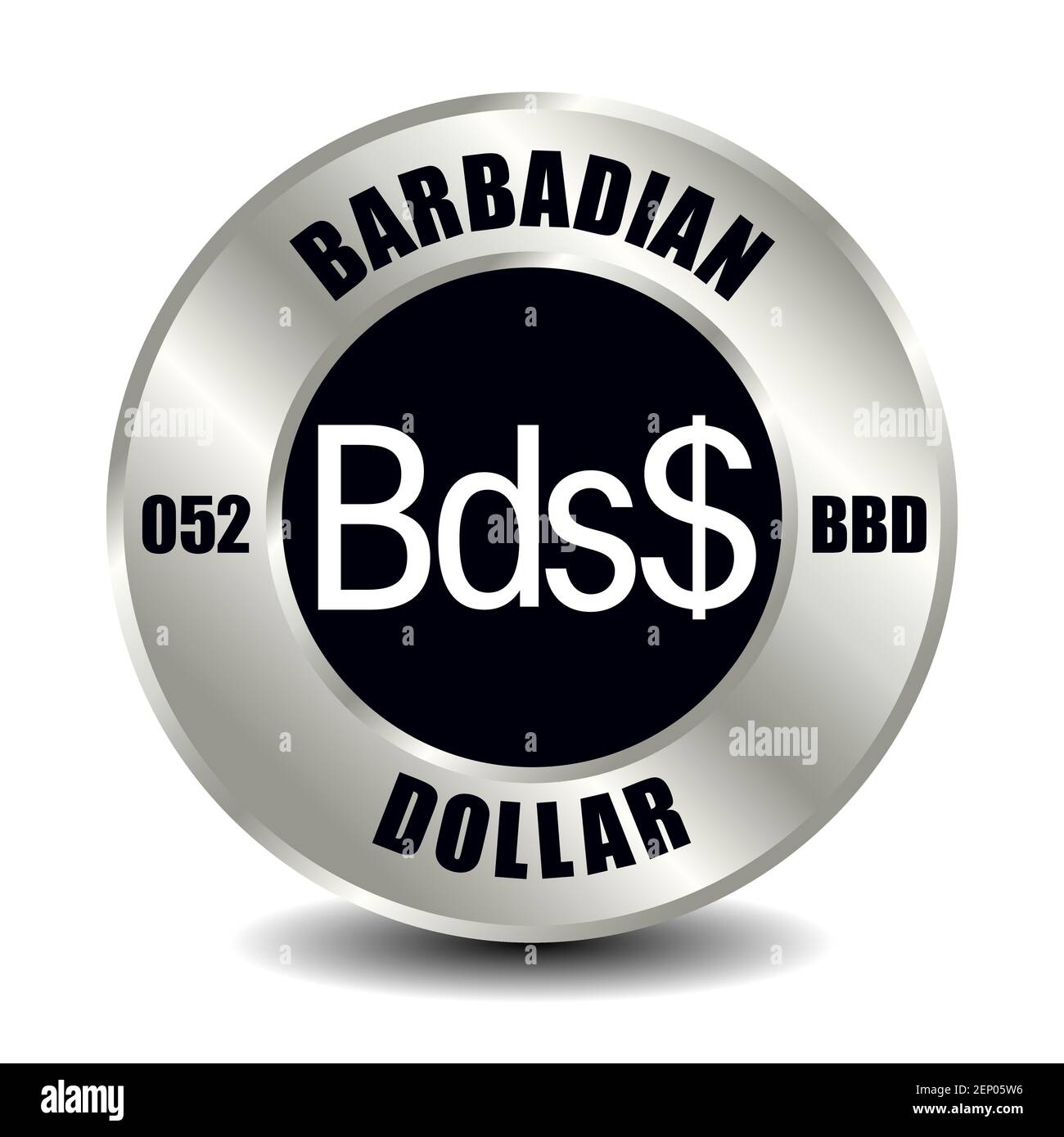 Barbados money icon isolated on round silver coin. Vector sign of ...