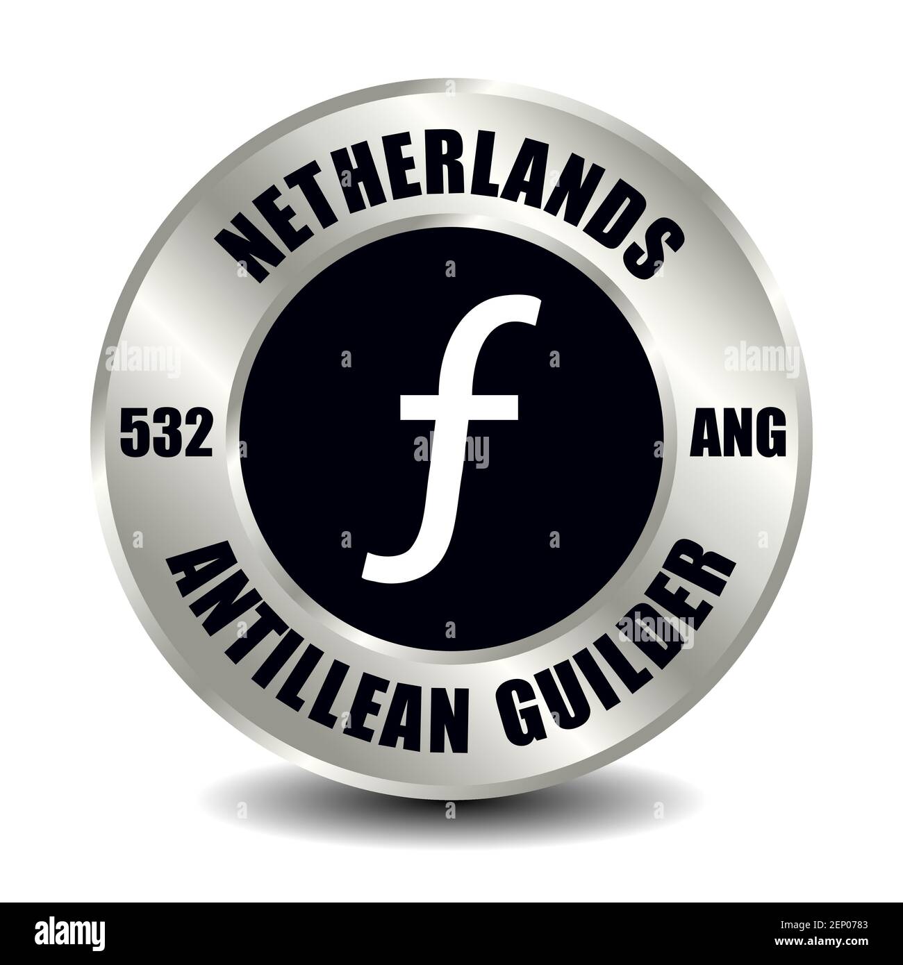 Netherlands Antilles money icon isolated on round silver coin. Vector ...