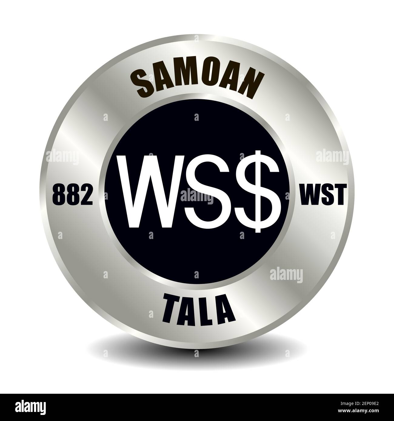 Samoa money icon isolated on round silver coin. Vector sign of currency ...