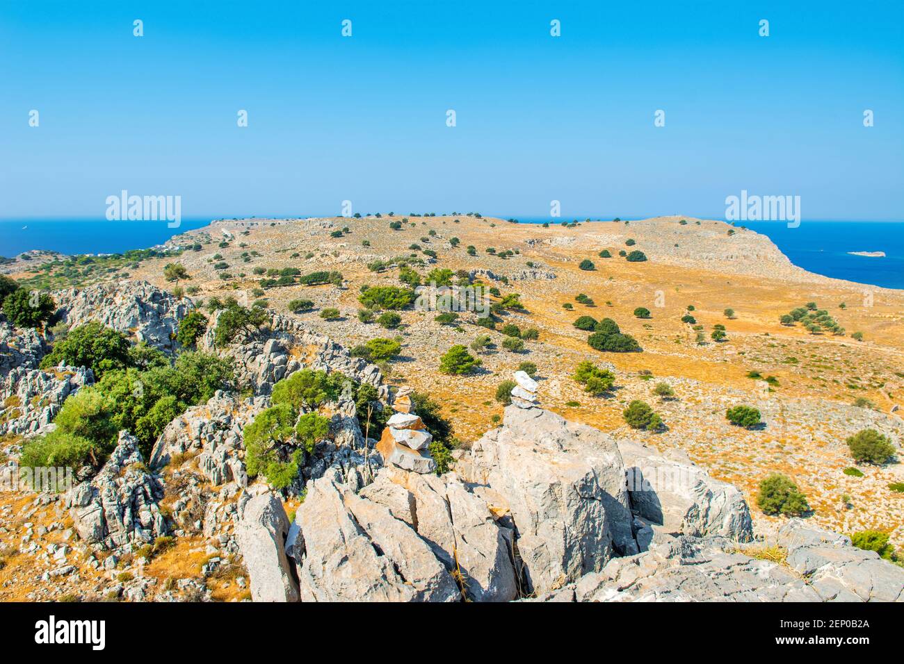 Landscape of gorge in Rhodes island with rock and mountain Stock Photo ...