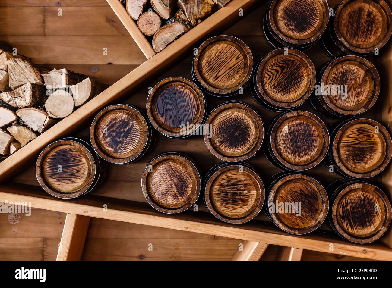 wine barrels decor, background for your vintage decor with vineyard and ...