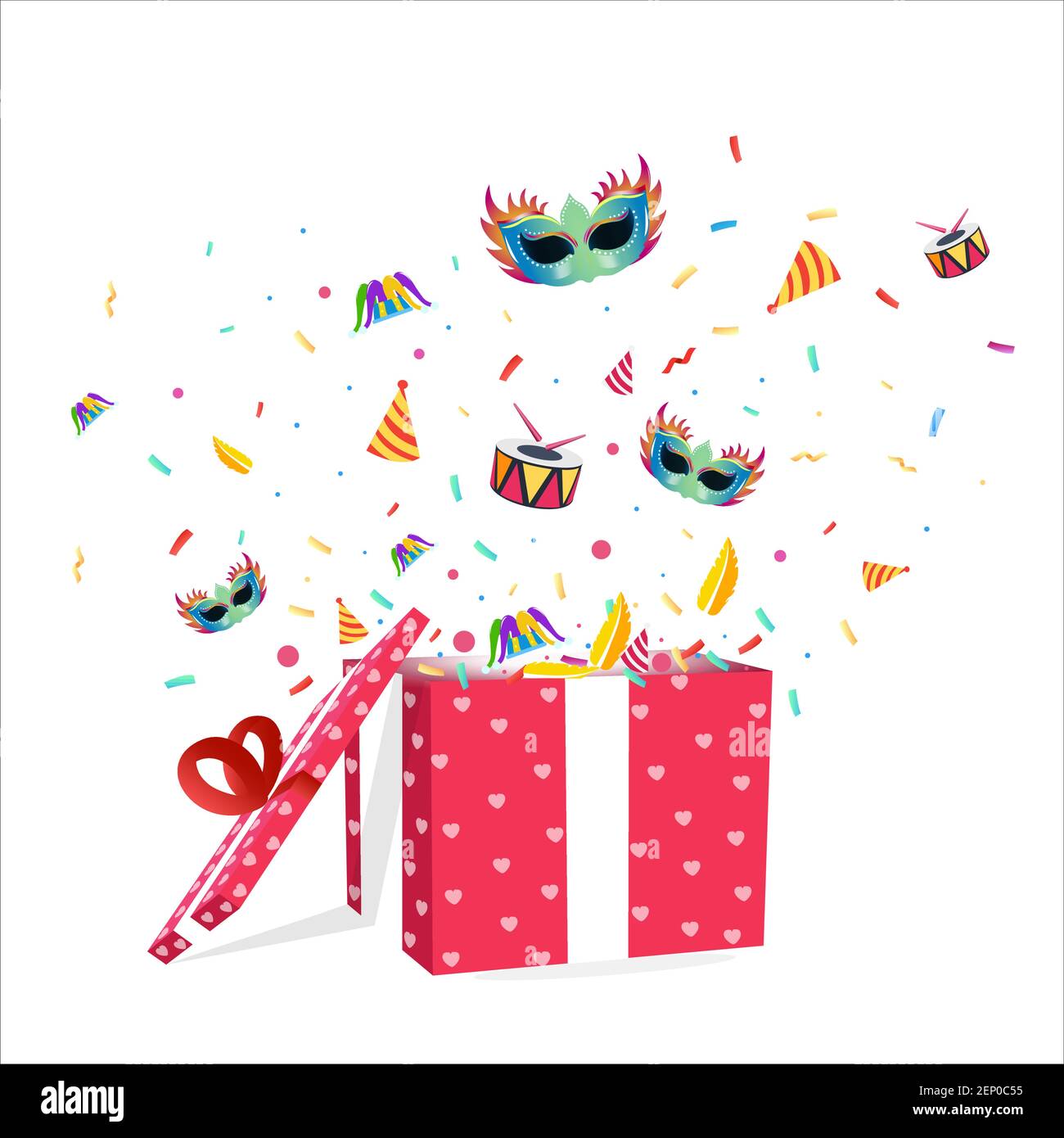 Open the gift box with confetti and carnival party element Stock Vector ...