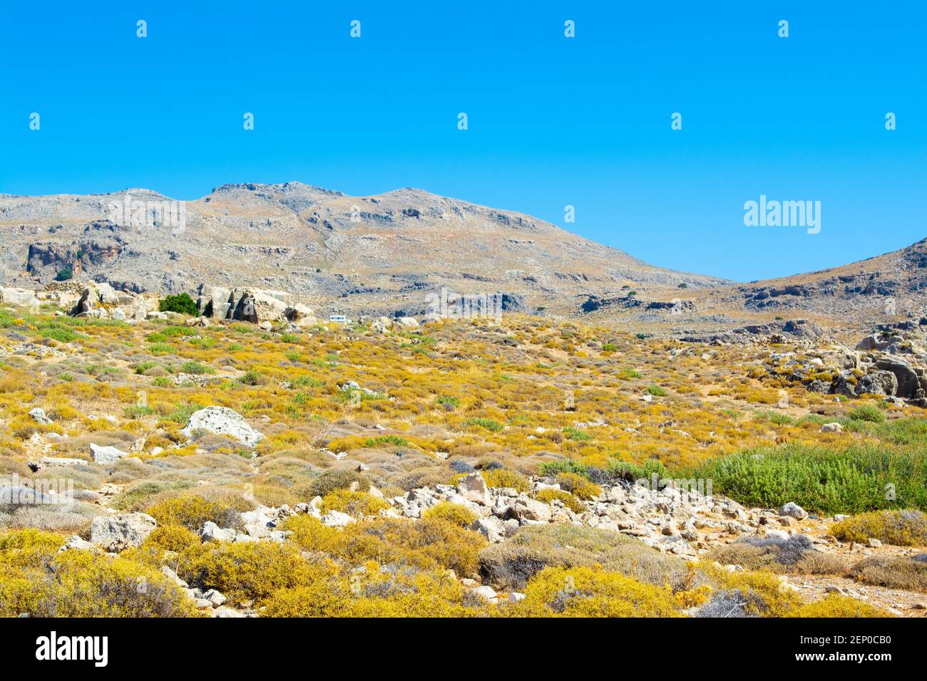 Landscape of gorge in Rhodes island with rock and mountain Stock Photo ...