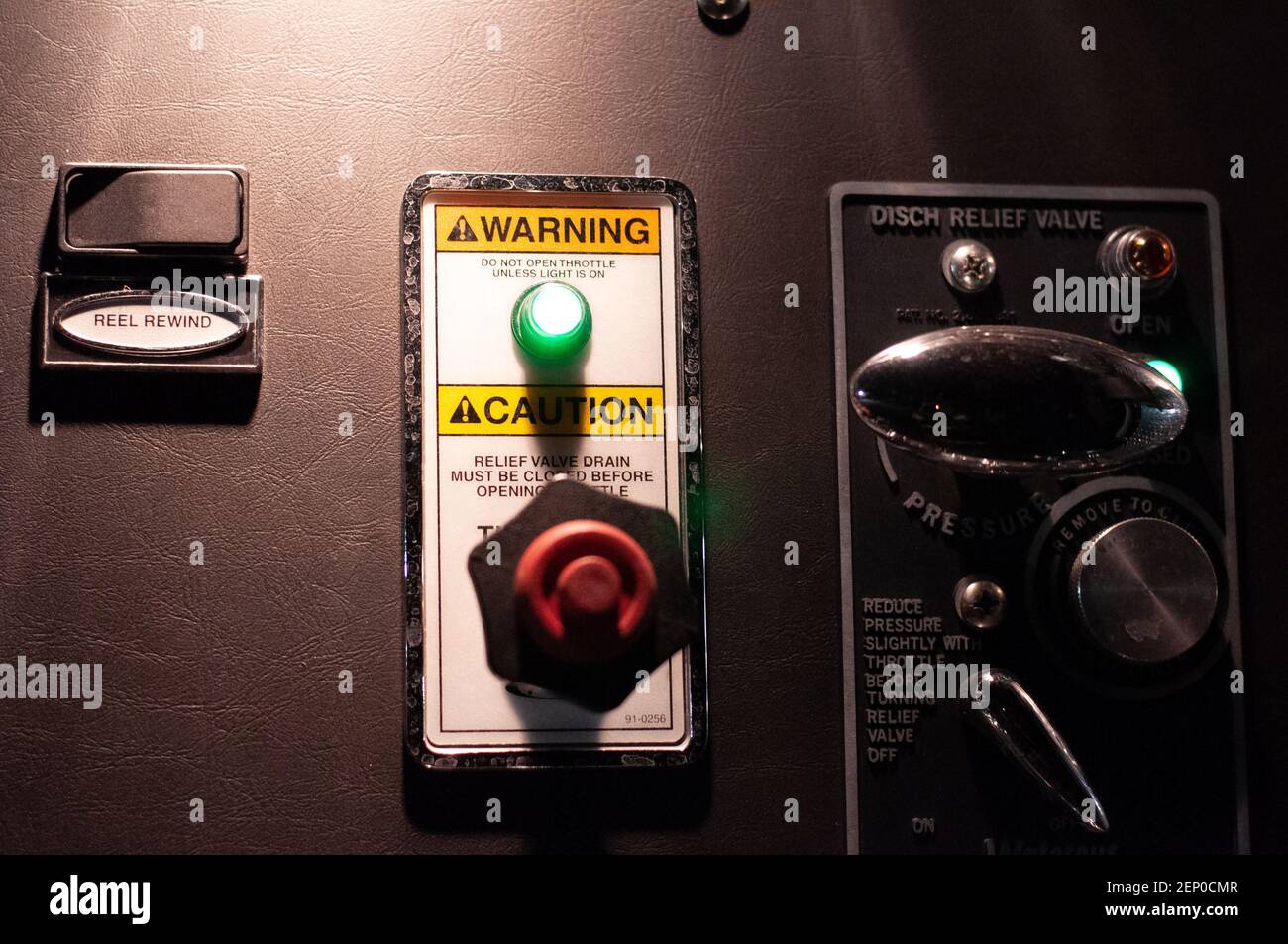 Controls on a fire engine pump panel Stock Photo - Alamy