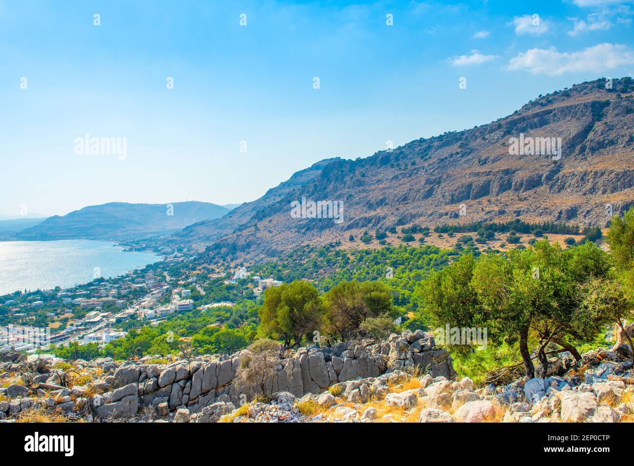 Landscape of gorge in Rhodes island with rock and mountain Stock Photo ...
